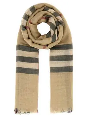 Burberry Embroidered Wool-silk Scarf - Checked