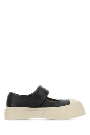 Marni Leather Mary Jane Sneaker With Rubber Sole - Black
