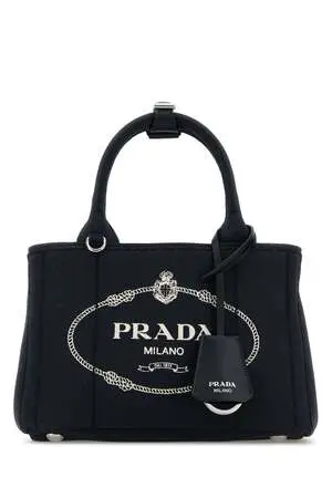 Prada Mini Canvas Jardinière Handbag With Silver-tone Hardware - Blue