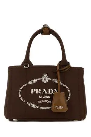 Prada Mini Canvas Jardinière Handbag - Brown