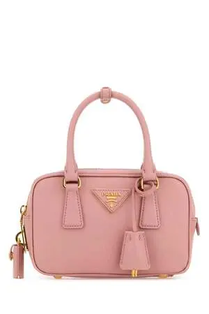 Prada Leather Handbag 19 Cm X 13 Cm X 6 Cm With Adjustable Shoulder Strap - Pink