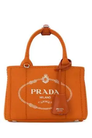 Prada Mini Jardinière Canvas Handbag, 21 Cm X 17 Cm X 12 Cm - Orange