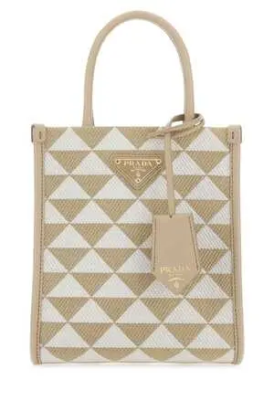 Prada Embroidered Fabric Mini Handbag With Golden Hardware
