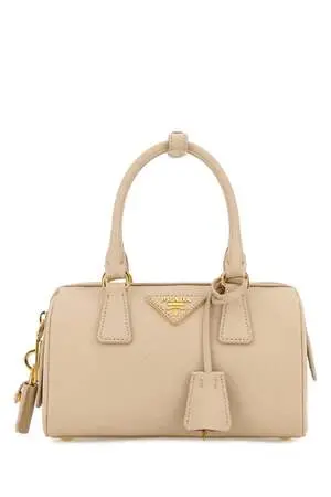 Prada Sand Leather Handbag With Gold-tone Hardware - Beige O Tan