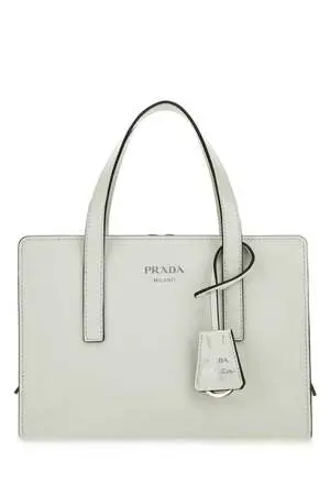 Prada Re-edition 1995 Mini Leather Handbag, 22 Cm X 15 Cm X 7.5 Cm With Adjustable Shoulder Strap - White