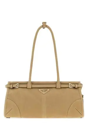 Prada Prada Bonnie Shoulder Handbag In Nappa Leather With Golden Hardware Beige O Tan