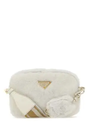Prada Shearling Crossbody Handbag - White
