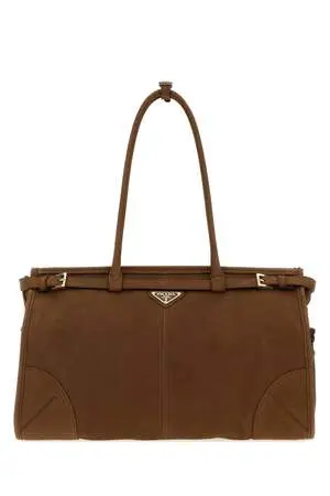 Prada Prada Large Leather Bonnie Shopping Handbag Brown