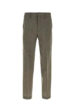 Prada Embroidered Wool Pants - Checked