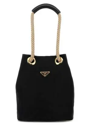 Prada Mariner Bucket Bag In Re-nylon With Calf Leather Trims - Black