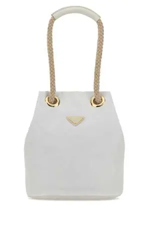Prada Mariner Re-nylon Mini Bucket Bag With Calf Leather Details - White