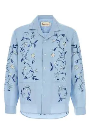 BAZISZT Embroidered Cotton Blend Lotus Shirt For