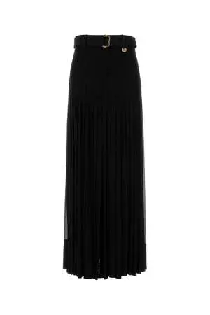 Burberry Pleated Belted Viscose Crepe Midi Skirt