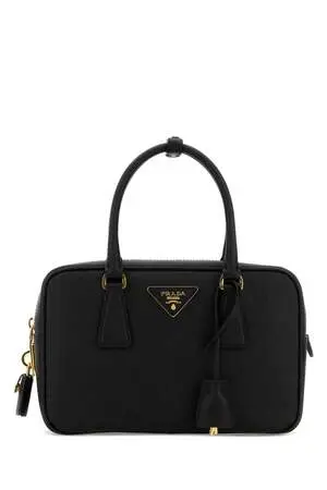 Prada Pristine Leather Handbag With Golden Hardware - Black