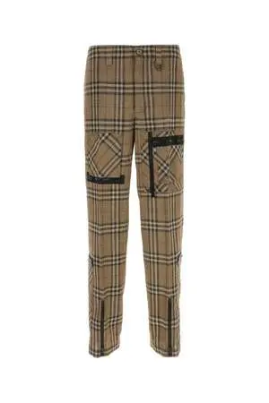 Burberry Embroidered Cargo Pants - Checked