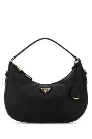 Prada Leather Handbag, 26 X 14 X 6 Cm With Adjustable Strap - Black
