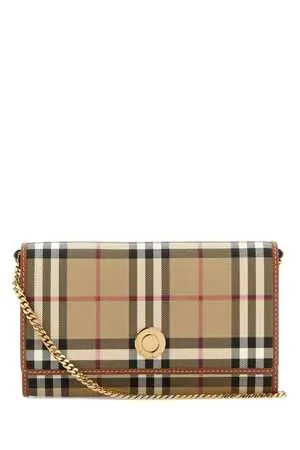 Burberry Printed Canvas Check Wallet With Golden Hardware - Checked