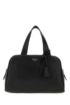 Prada Leather Handbag With Shoulder Strap, 34 X 21 X 14 Cm - Black