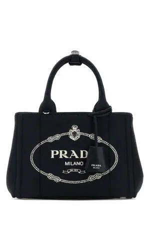 Prada Mini Canvas Handbag With Silver-tone Hardware - Blue