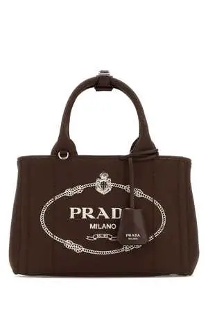 Prada Mini Canvas Handbag With Adjustable Shoulder Strap - Brown
