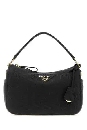 Prada Mini Leather Small Handbag With Gold-tone Hardware - Black
