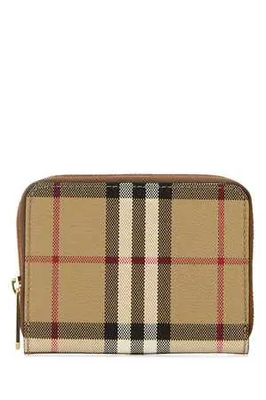 Burberry Printed Canvas Wallet With Golden Hardware, 11 Cm X 8 Cm X 2 Cm - Checked