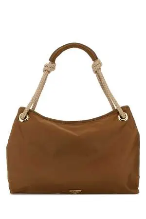 Prada Fabric Shopping Handbag, 45 Cm X 33 Cm X 7 Cm With 20 Cm Handle - Camel
