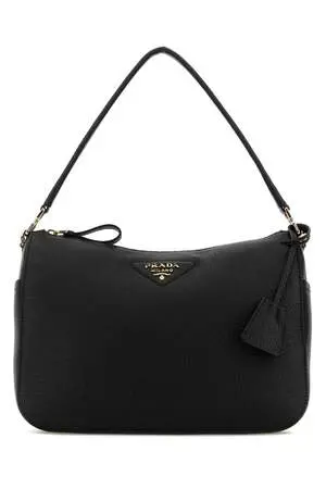 Prada Medium Deer Leather Shoulder Handbag - Black
