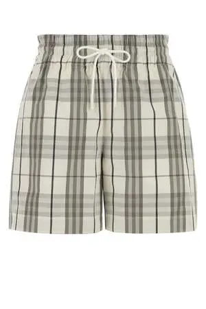 Burberry Checkered Cotton Poplin Shorts With Drawstring Waist - Checked
