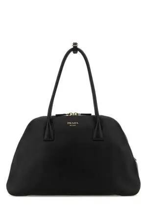 Prada Medium Leather Shopping Handbag With 20 Cm Handle Drop, 43 X 27 X 12 Cm Dimensions - Black