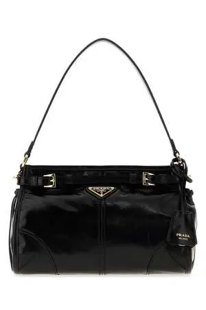 Prada Bonnie Mini Leather Shoulder Handbag With Adjustable Strap - Black