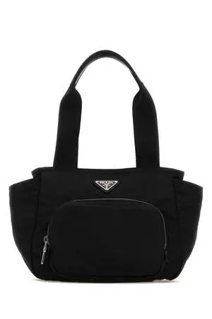 Prada Practical Re-nylon Handbag With Leather Details, 30 Cm X 22 Cm X 18 Cm - Black