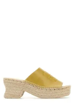 Loewe Petal Leather Wedge Espadrilles - Yellow