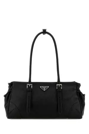 Prada Medium Leather Shoulder Handbag - Black