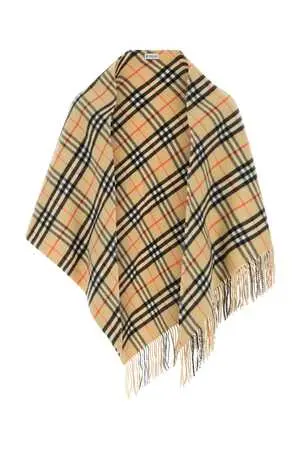 Burberry Embroidered Wool-cashmere Cape - Checked