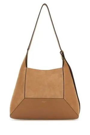 JIMMY CHOO No-removed Medium Diamond Suede Shoulder Handbag With Golden Metal Finishing, 34 Cm X 26.5 Cm X 14.5 Cm - Camel