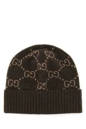 Gucci Embroidered Cashmere Beanie Hat - Printed