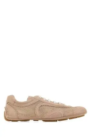 Prada Suede And Mesh Sneakers With Rubber Sole - Pink