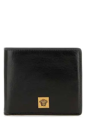 Versace Mini Leather Wallet 11cm X 10cm X 2cm - Black