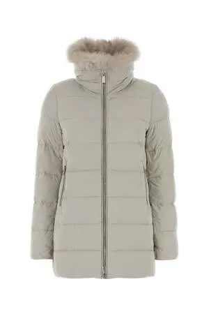 MOORER Lightweight Nylon Down Jacket With Detachable Hood - Grey