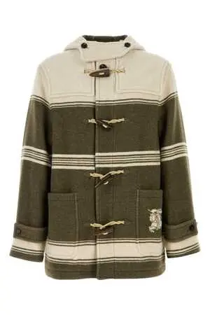 Burberry Embroidered Wool-blend Montgomery Coat - Stripped