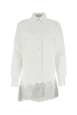 JW Anderson Cotton Shirt Dress With Embellished Hem - White