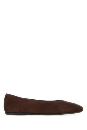 Prada Calf Leather Suede Ballerina Flats - Brown