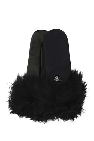 Prada Nylon And Nappa Leather Gloves - Black