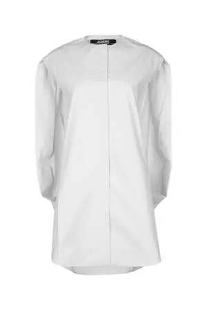 Jacquemus Jacquard-stitch Mini Dress Robe With Stainless Steel Trim - White