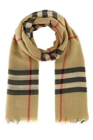 Burberry Embroidered Wool Scarf, 200 X 90 Cm - Checked