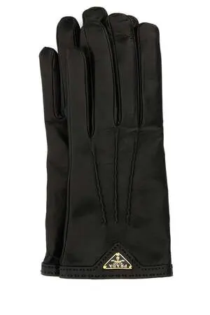 Prada Nappa Leather Gloves With Cashmere Lining - Black
