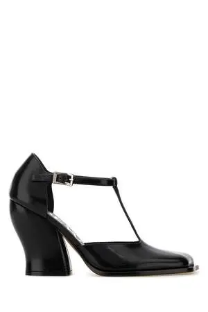 Loewe Leather T-bar Pumps With Sculptural Heel