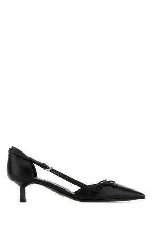 Prada Polished Leather Pumps With 4 Cm Heel - Black