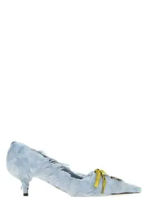 Prada Embellished Satin Pumps With 5 Cm Heel - Light Blue